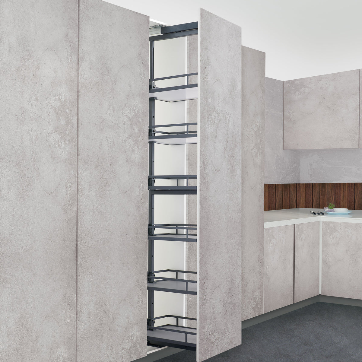 IVIRO, Pull Out Larder Unit, Solid Base Baskets, Telescopic Height 192 ...